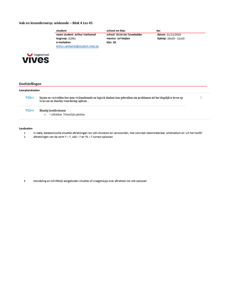 LVB Blok 4 Les 45 | PDF