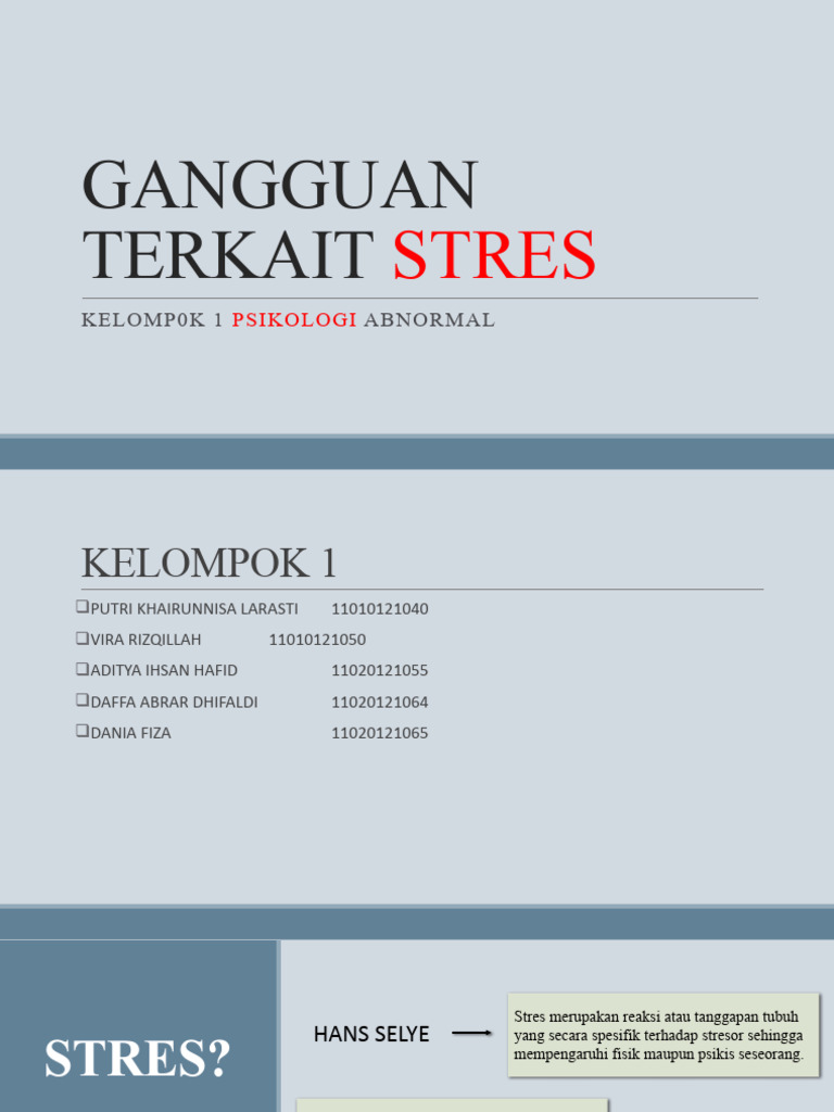 Kelompok 1 - Gangguan Terkait Stres | PDF