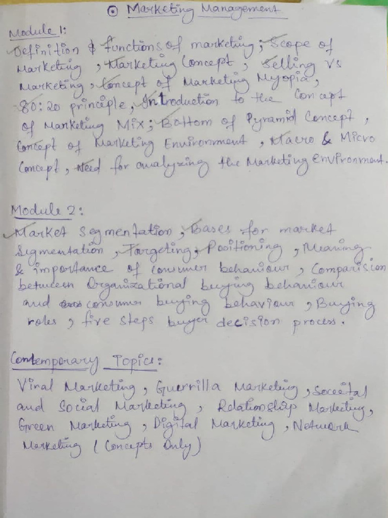 Marketing Management Module 1&2 | PDF