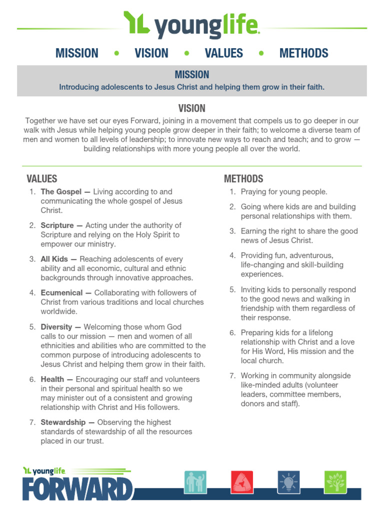 Young Life Mission, Vision, Values | PDF | Jesus | Faith