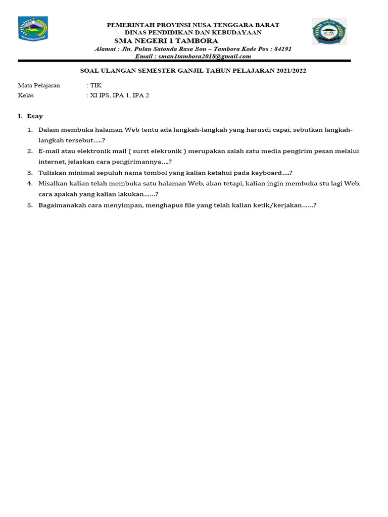 Mata Pelajaran Tik Xi Ips, Ipa 1, Ipa 2 | PDF