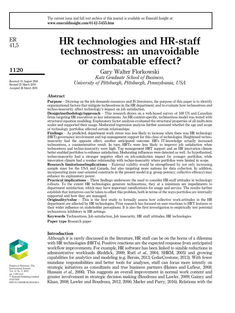 Florkowski 2019 | PDF | Job Satisfaction | Occupational Stress