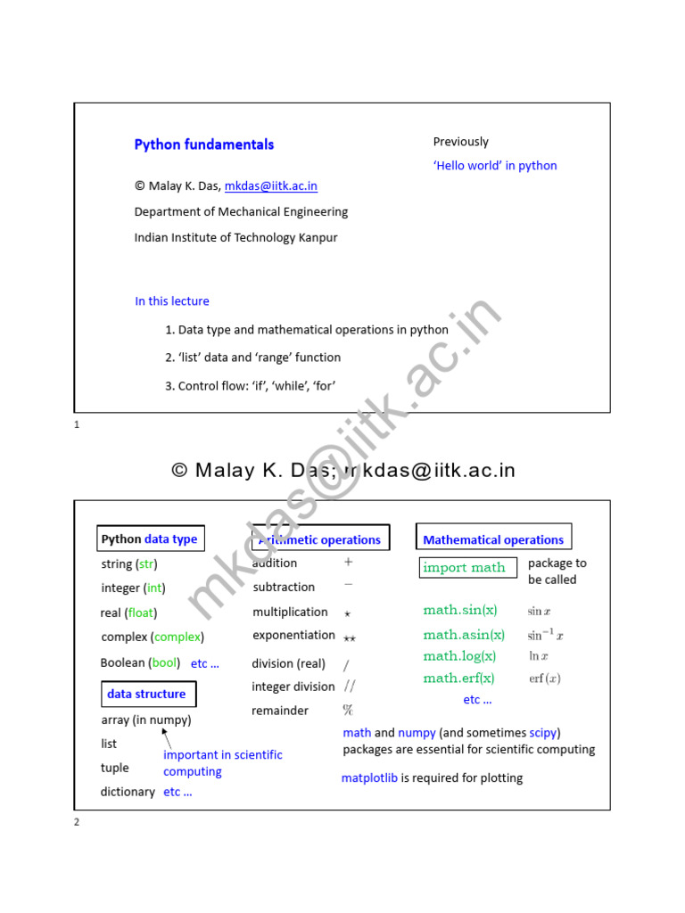 Lecture 0202 Python Fundmentals | PDF | Python (Programming Language) | Boolean Data Type
