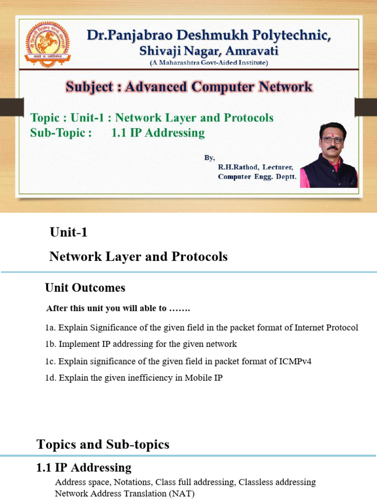 Acn Unit-1.1 | Download Free PDF | Internet Protocols | Ip Address