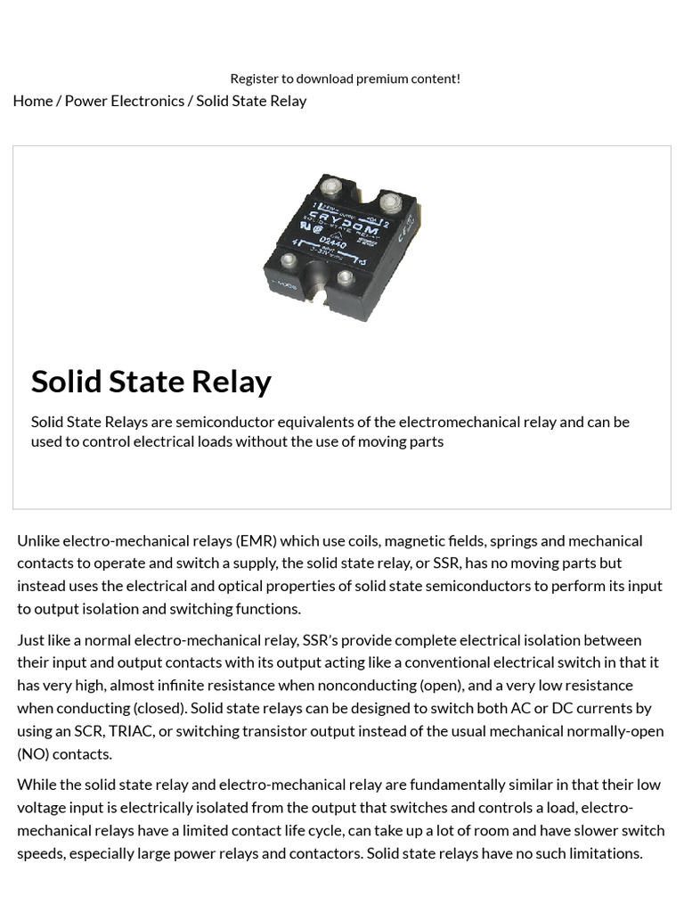 Solid State Relay or Solid State Switch | PDF | Relay | Rectifier