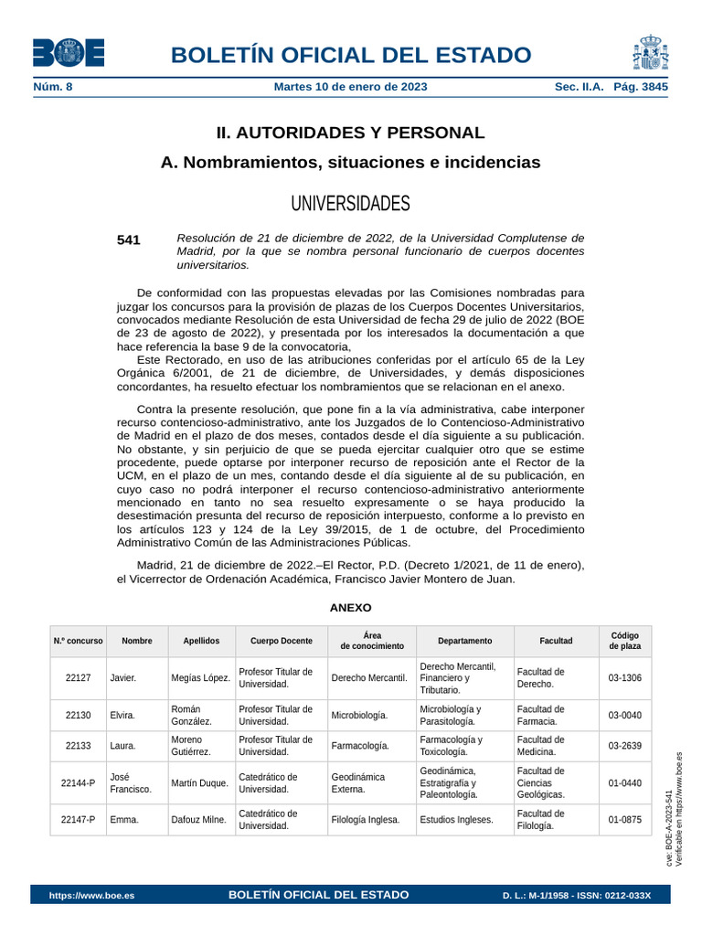 BOE-A-2023-541 | PDF | Gobierno