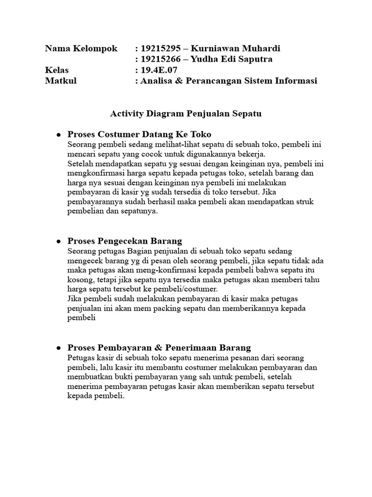 Activity Diagram Penjualan Sepatu | PDF