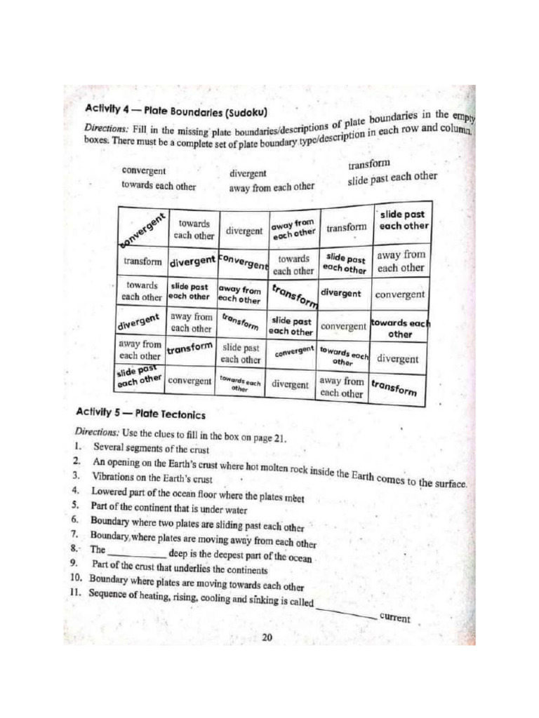 Plate Boundary Sudoku | PDF