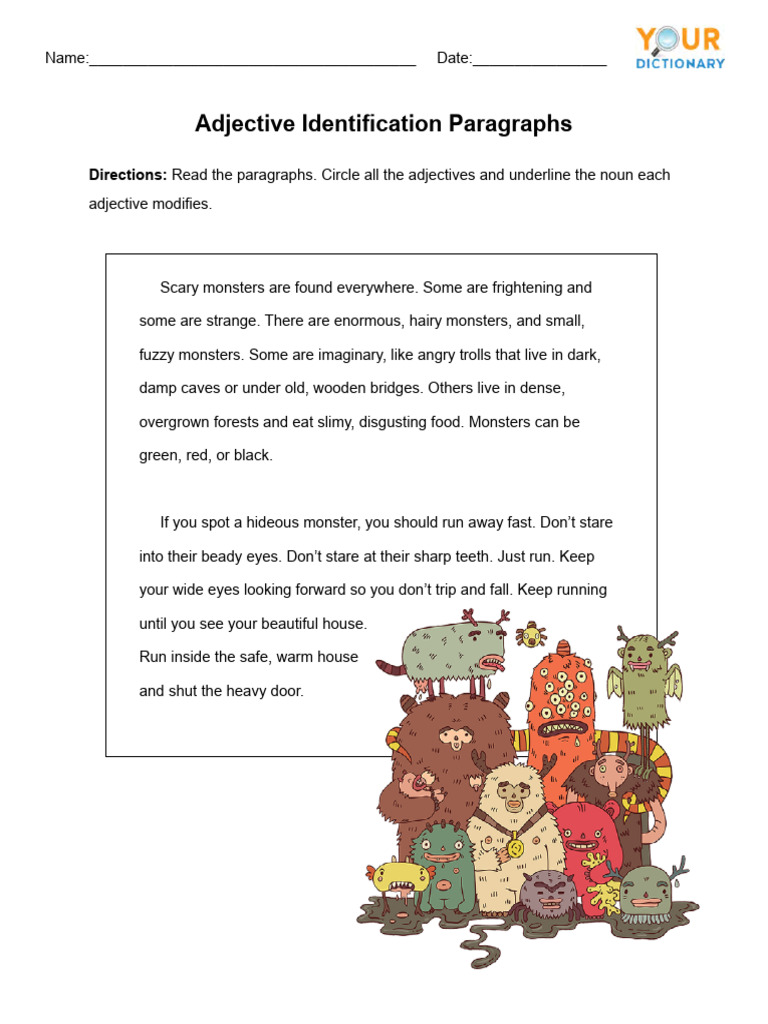 Adjective Identification Paragraphs | PDF Adjective Identification Paragraphs | PDF