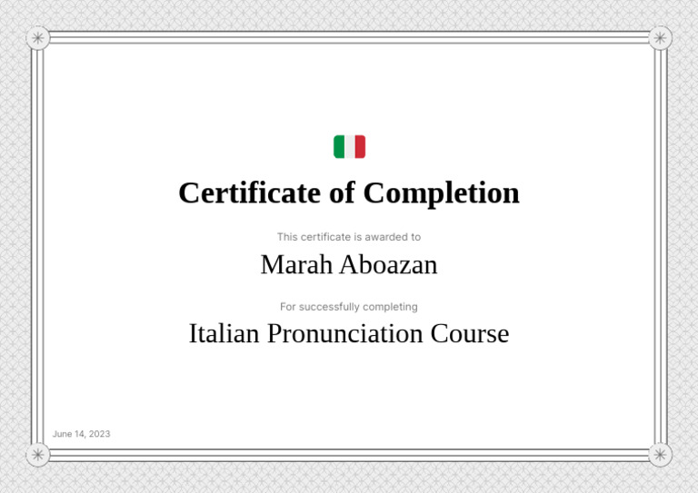 Italian Pronunciation Course-Certificate | PDF