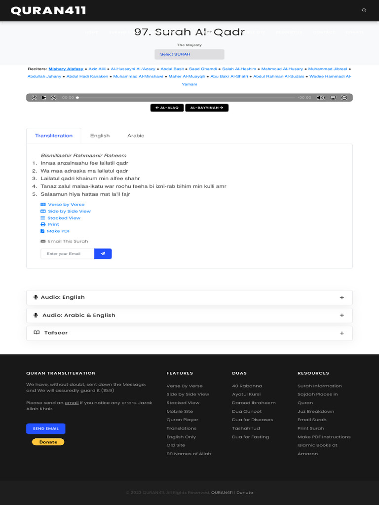 Surah Al-Qadr Roman Transliteration | PDF
