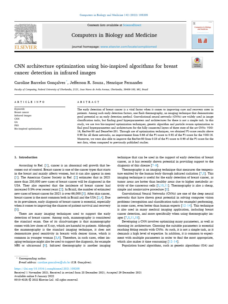 CNN Architecture Optimization Using Bio Inspired Algor - 2022 - Computers in Bio | Download Free ...