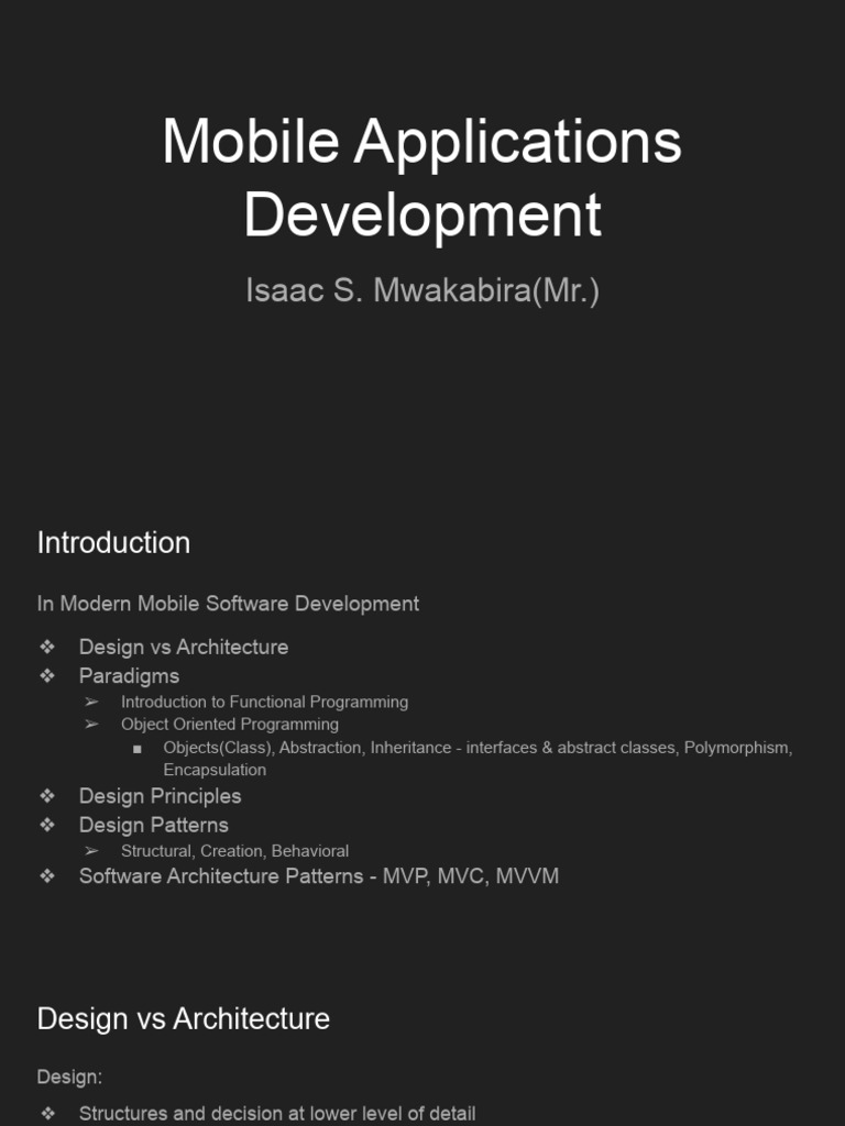 411 - Mobile Applications Development - Architecture | PDF | Class ... 411 - Mobile Applications Development - Architecture | PDF | Class ...