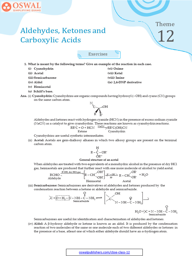 NCERT Solutions For Class 12 Chemistry Chapter 12 Aldehydes, Ketones ...