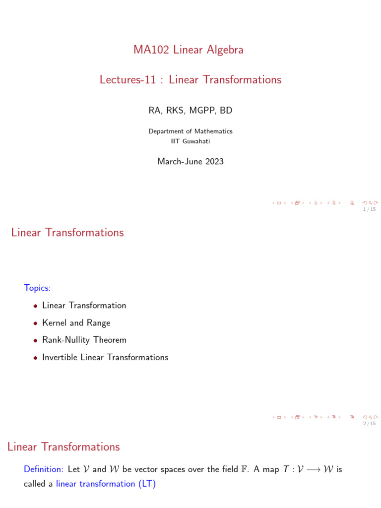 LA Lect 11 (LT) 2023 | PDF LA Lect 11 (LT) 2023 | PDF