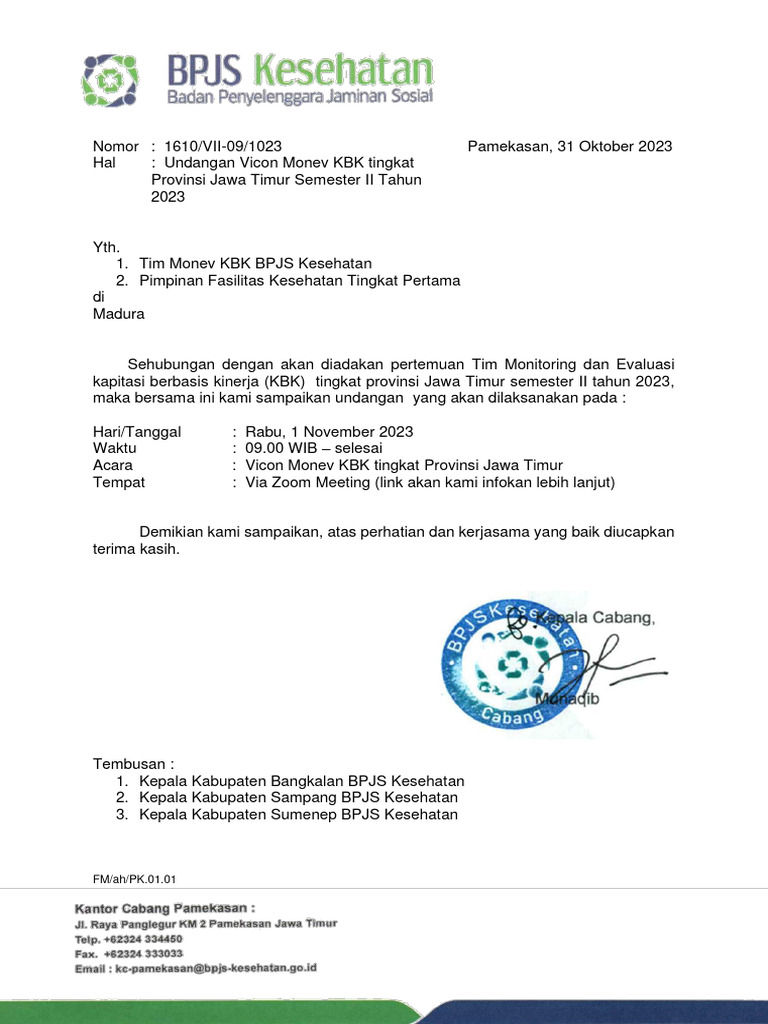 Undangan Monev KBK Provinsi | PDF Undangan Monev KBK Provinsi | PDF