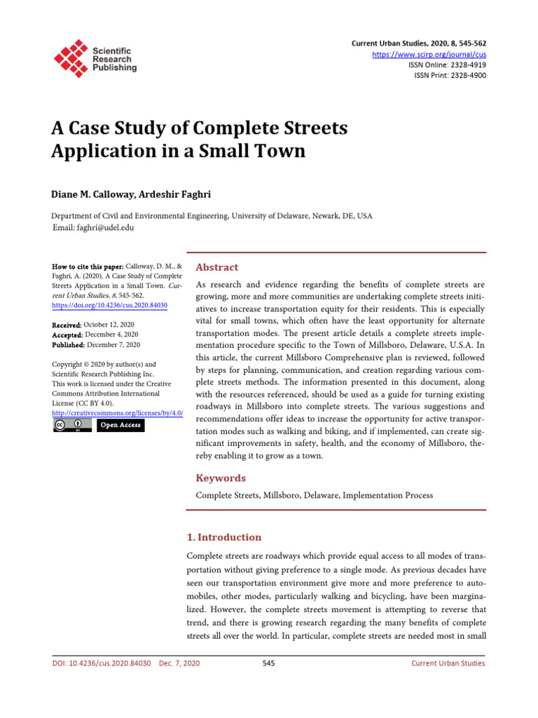 A Case Study of Complete Streets Application in A | PDF | Traffic ...