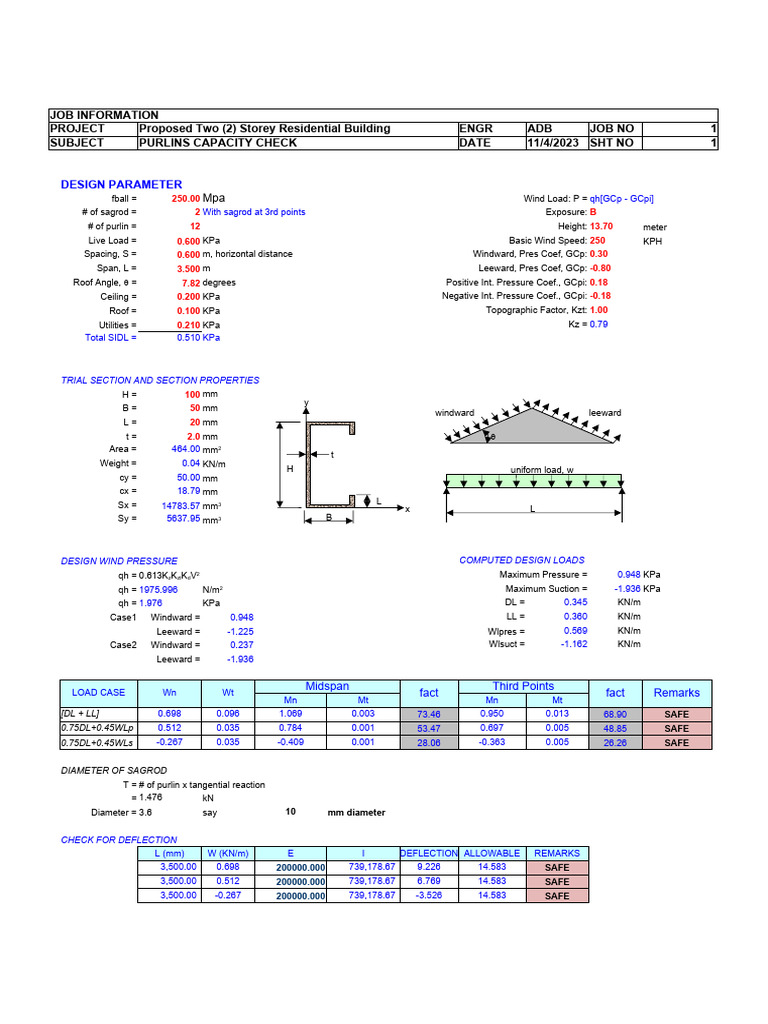 Design of Purlins - NSCP 2015 | Download Free PDF | Meteorological Phenomena | Wound