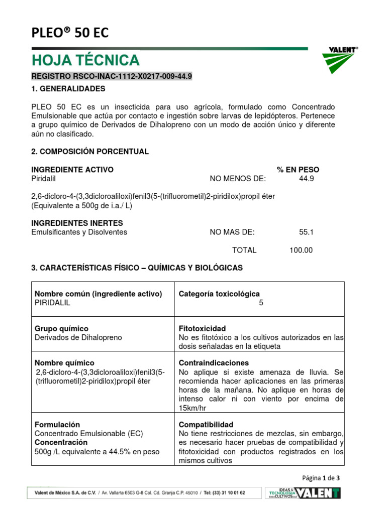 Ficha Tecnica Pleo | PDF