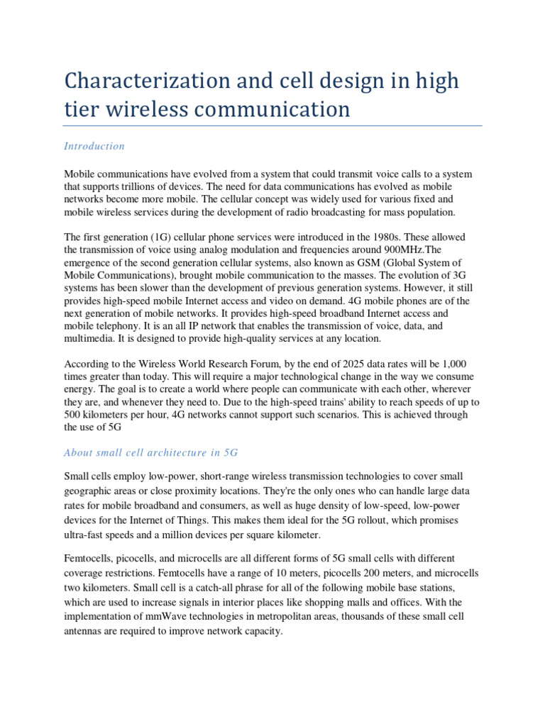 Characterization and Cell Design in High Tier Wireless Communication ...