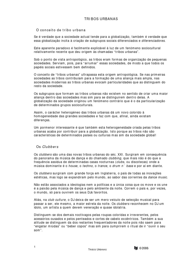 Características das Tribos Urbanas | PDF | Ciências Sociais | Arte