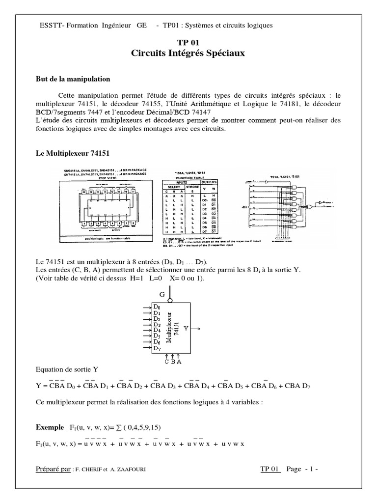 TP1 - Circuits Intégrés - Spéciaux | PDF