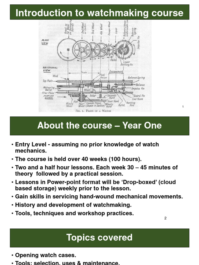 Introduction To Watchmaking Course V2 20210709 | PDF | Tools ...