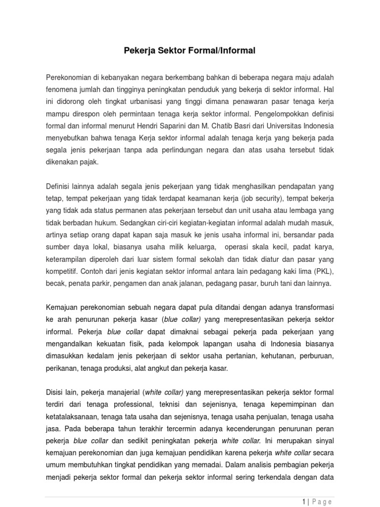 Pekerja Sektor Formal | PDF