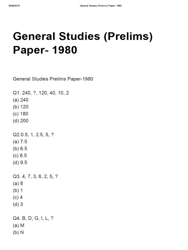 UPSC 1980 General Studies Paper | PDF | British Raj | Indian National ...