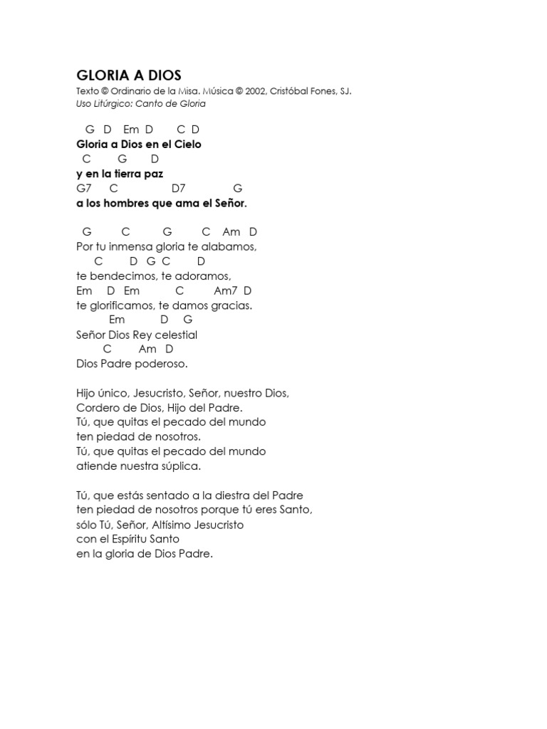 Gloria A Dios ACORDES | PDF