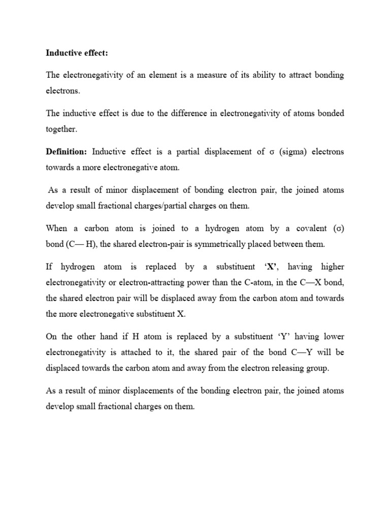 Inductive Effect And Field Effect In Organic Chemistry