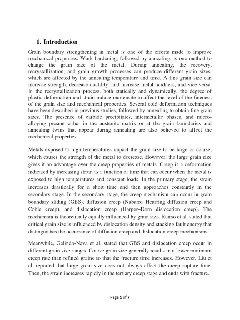 Effect of Grain Size On Mechanical Properties of Metals | PDF | Creep (Deformation) | Crystallite