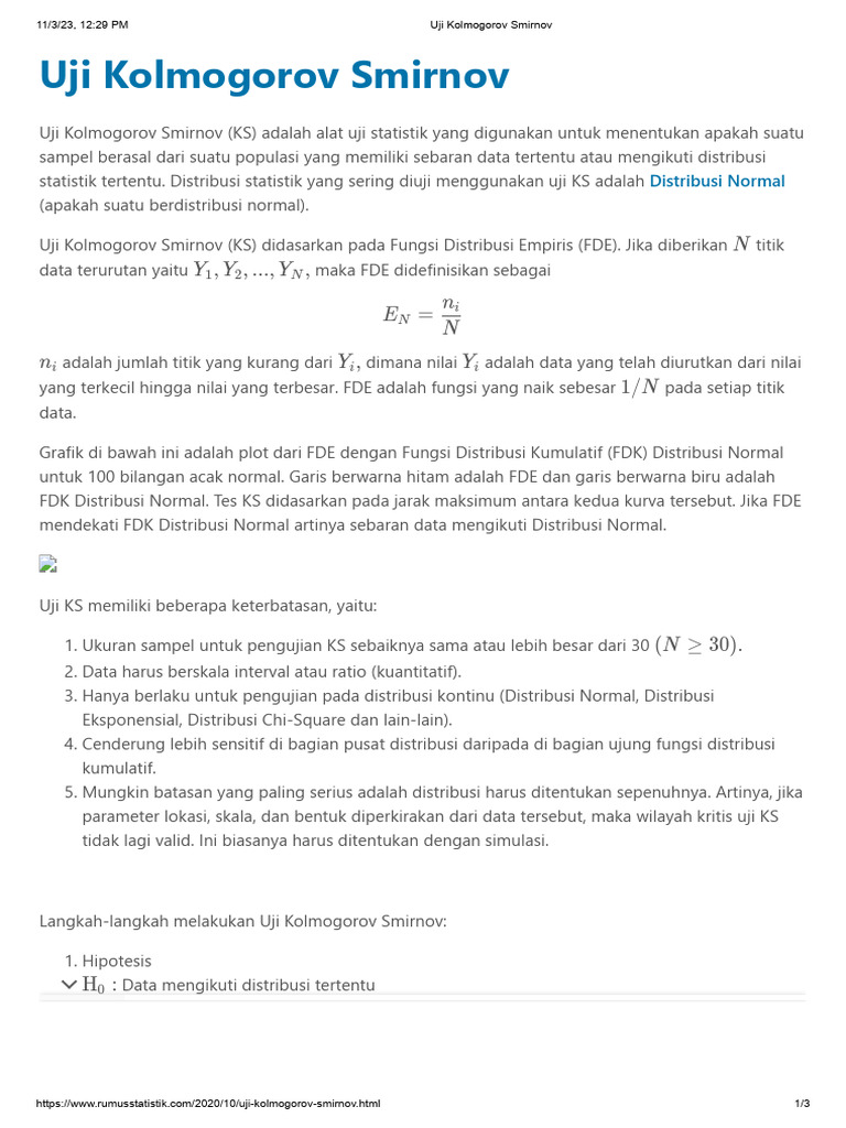 Uji Kolmogorov Smirnov | PDF