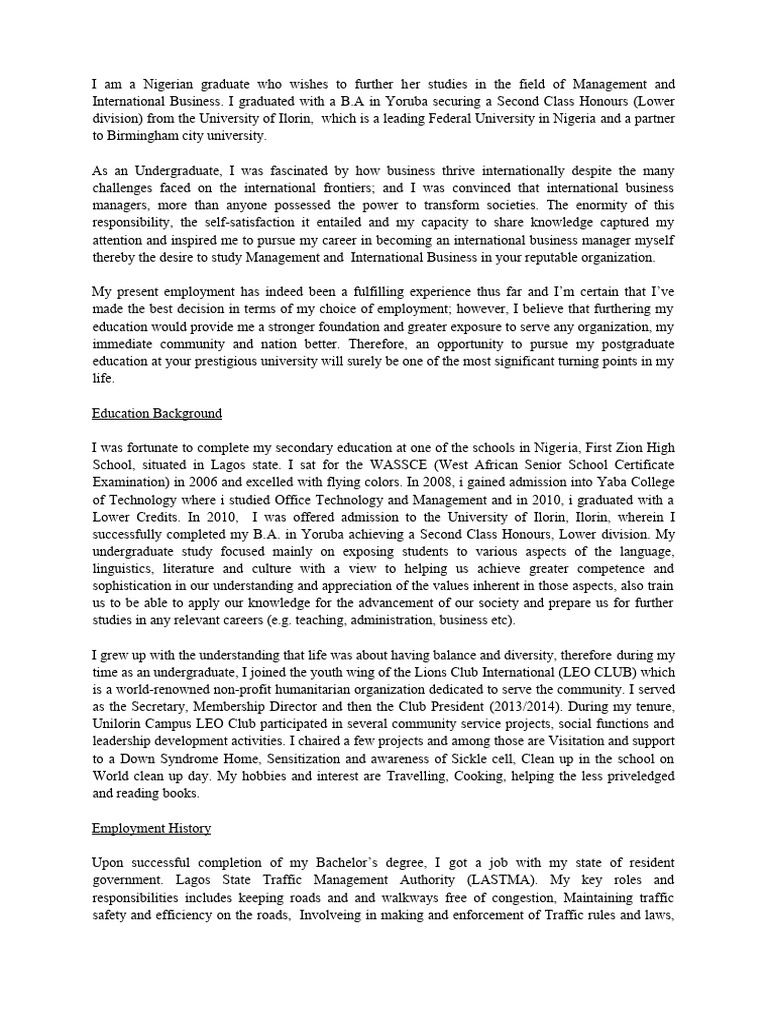 Birmingham SOP | PDF | Postgraduate Education | Master's Degree