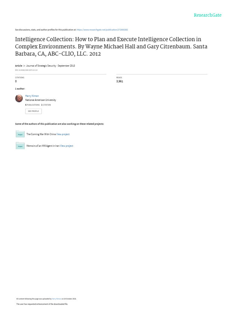 Intelligence Collection How To Plan and Execute in | PDF