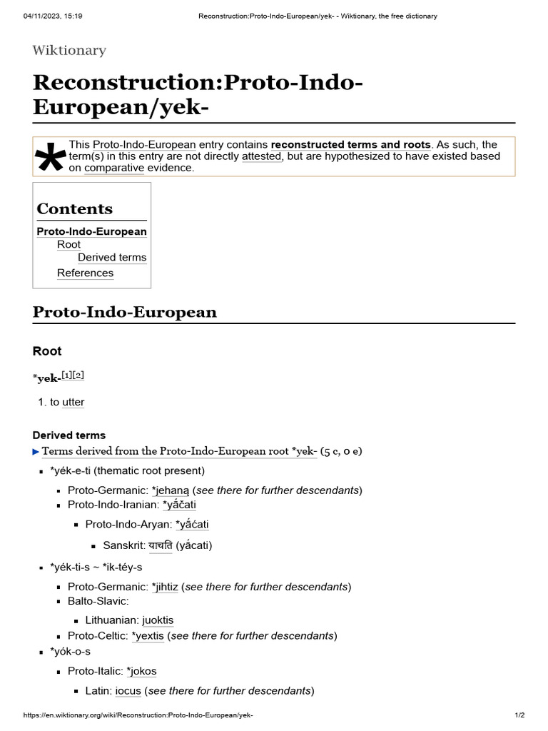 Reconstruction - Proto-Indo-European - Yek - Wiktionary, The Free ...