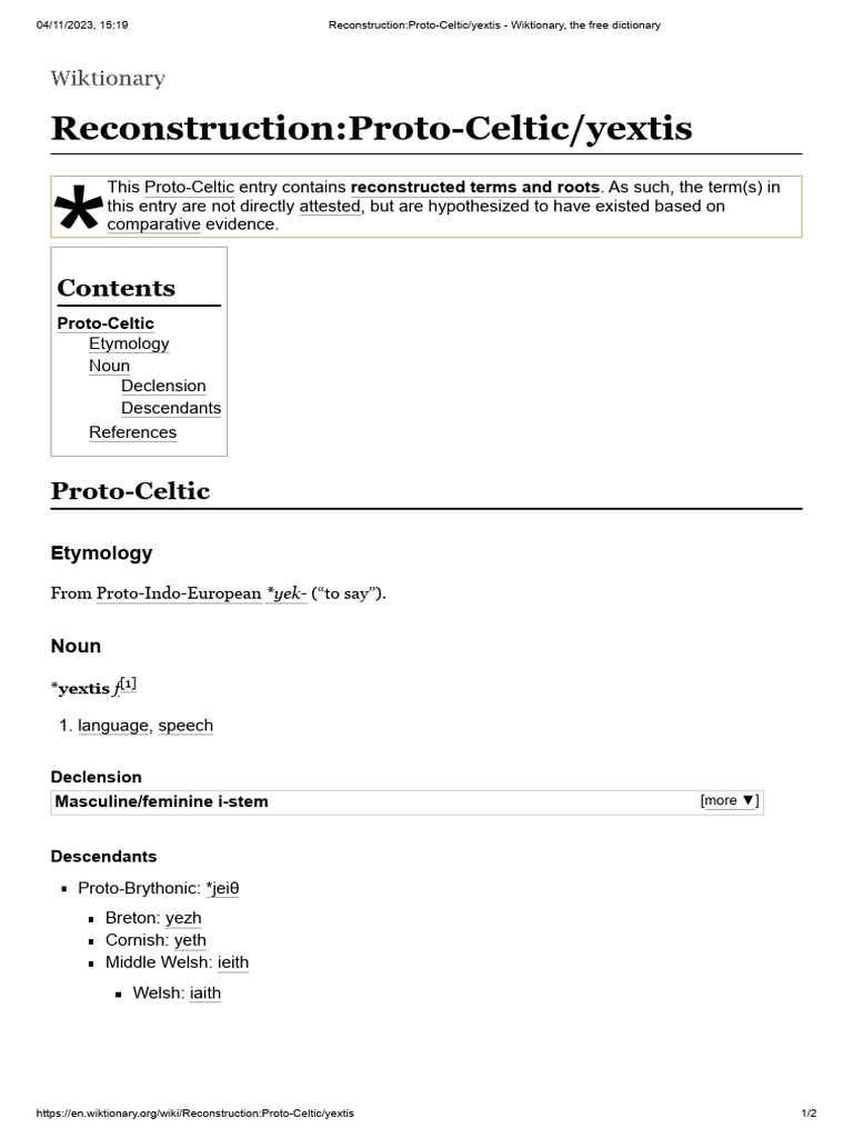 Reconstruction - Proto-Celtic - Yextis - Wiktionary, The Free ...