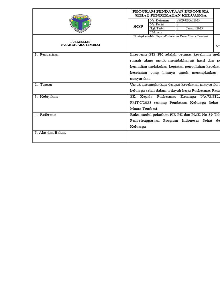 Sop Intervensi Pispk 2023 | PDF