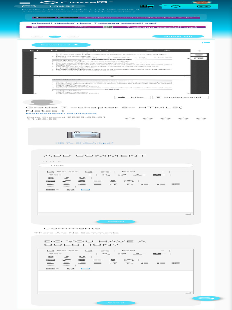 Grade 7 - Chapter 8 - HTML5 (Notes) - View Mater | PDF