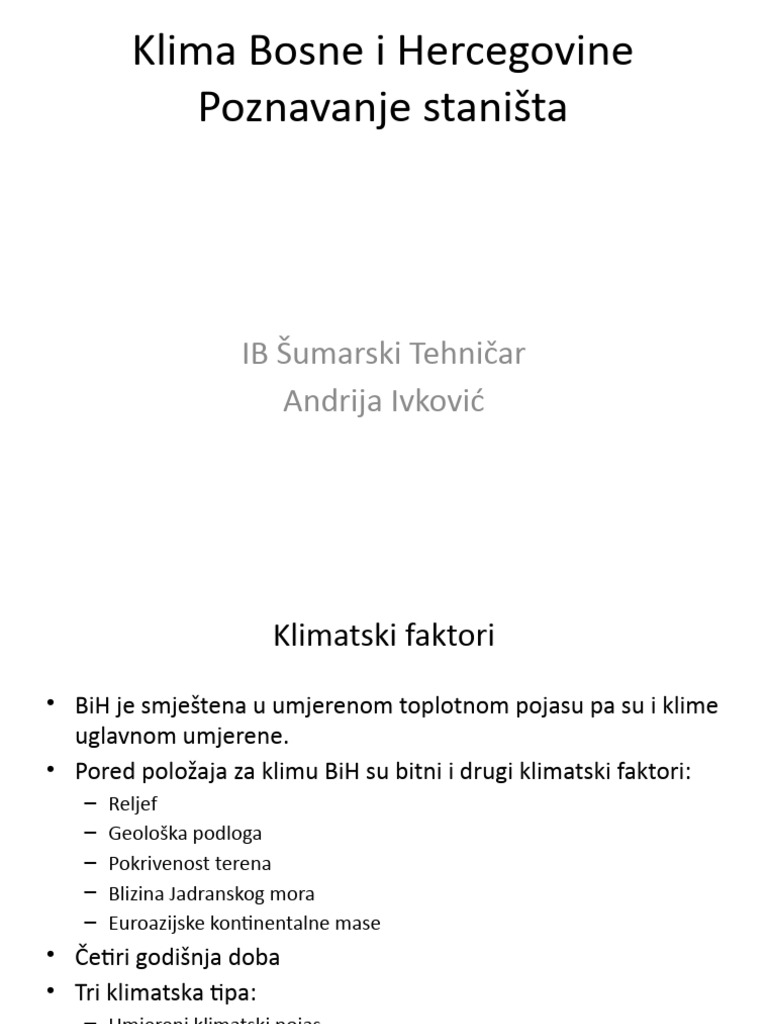 1b Poznavanje - Stanista - Klima - Bosne - I - Hercegovine | PDF