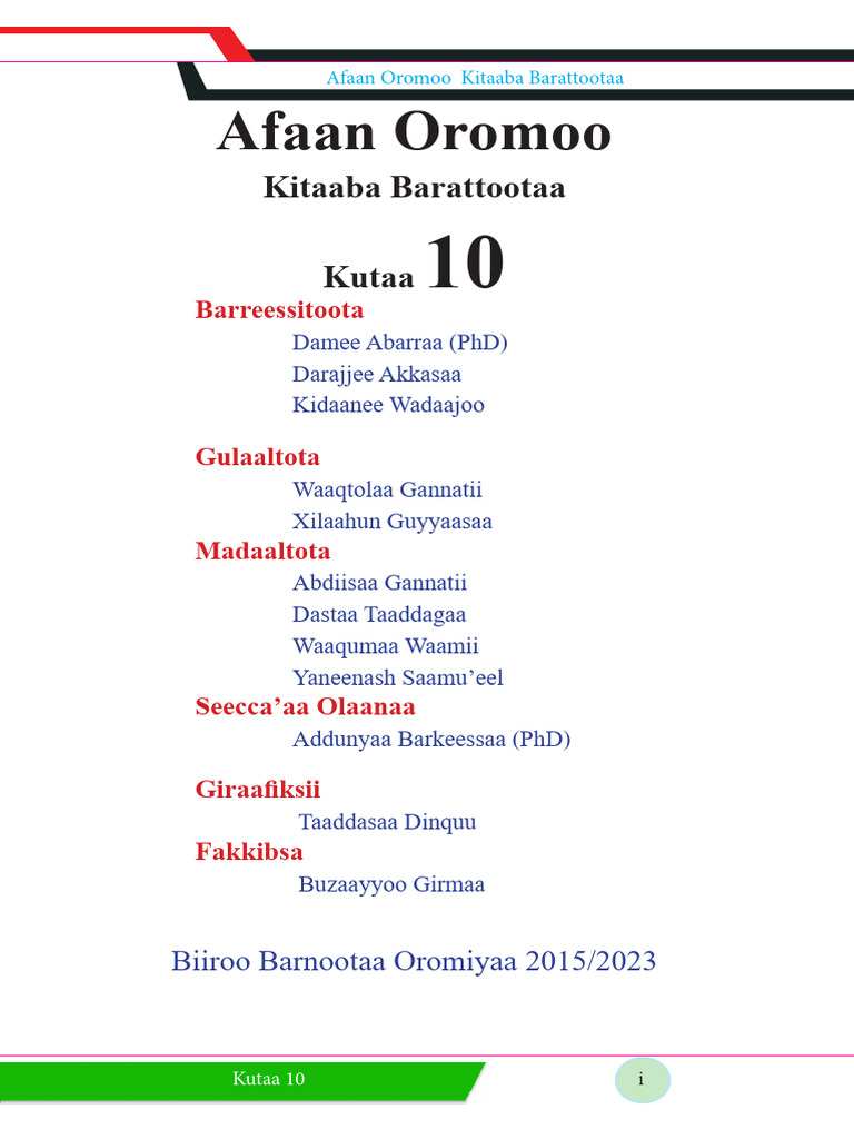 Afan Oromo 10th. ST | PDF