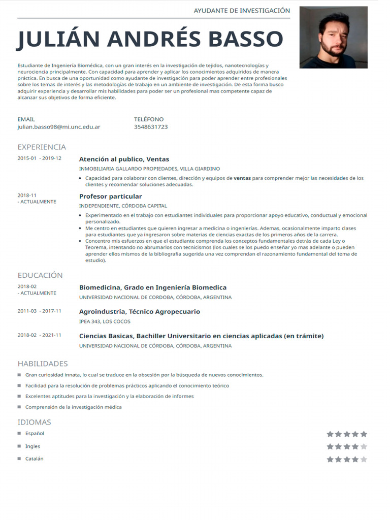 CurriculumVitae JulianBasso | PDF