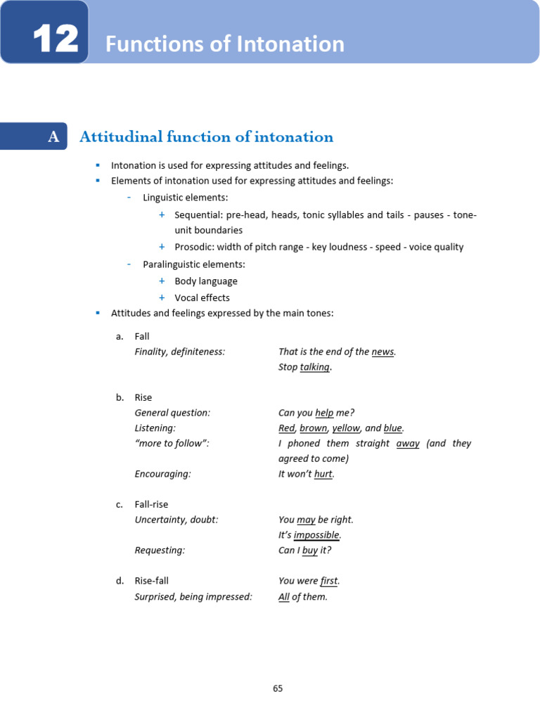 Unit 12 Functions of Intonation | PDF | Stress (Linguistics) | Tone ... Unit 12 Functions of Intonation | PDF | Stress (Linguistics) | Tone ...