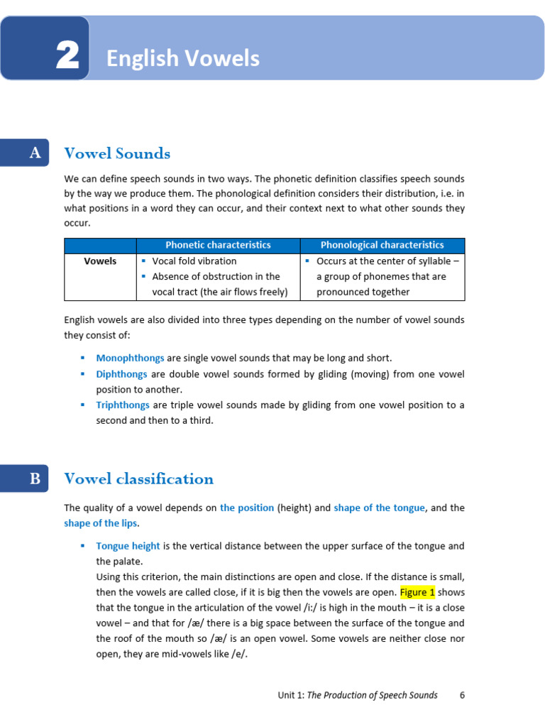 Unit 2 Vowels (Reading) | PDF | Vowel | Phonetics