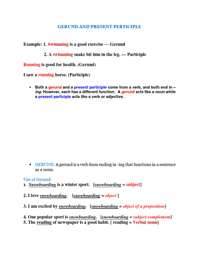Gerund and Participle | PDF