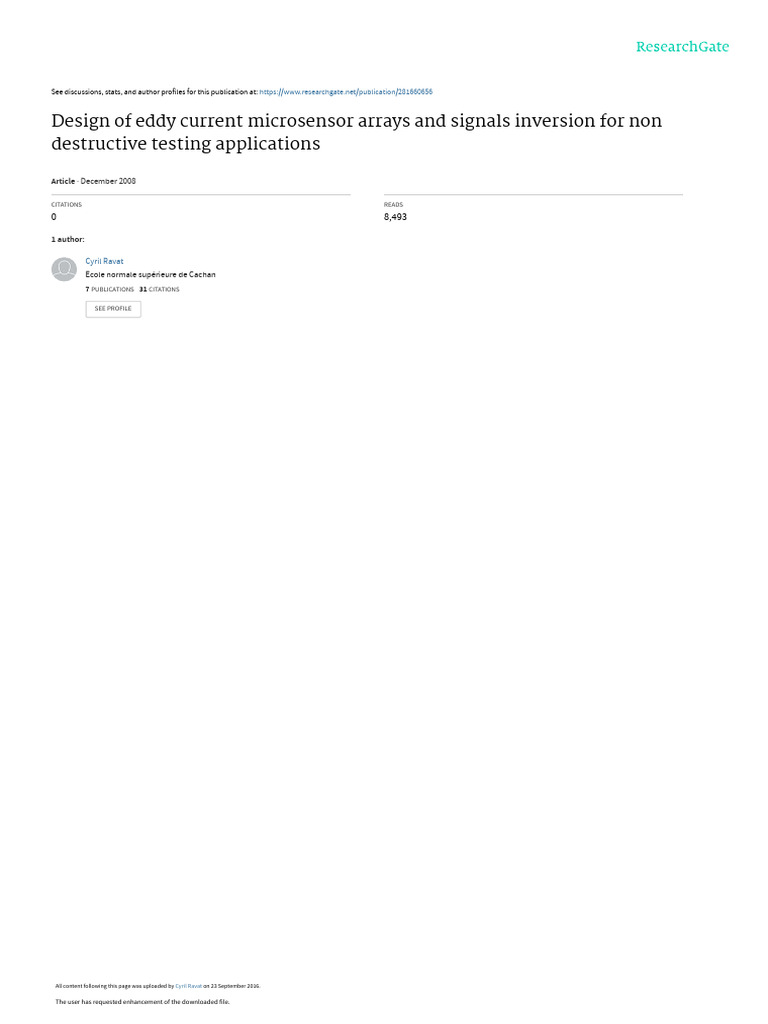Design of Eddy Current Microsensor Arrays and Sign | PDF | Contrôle non ...