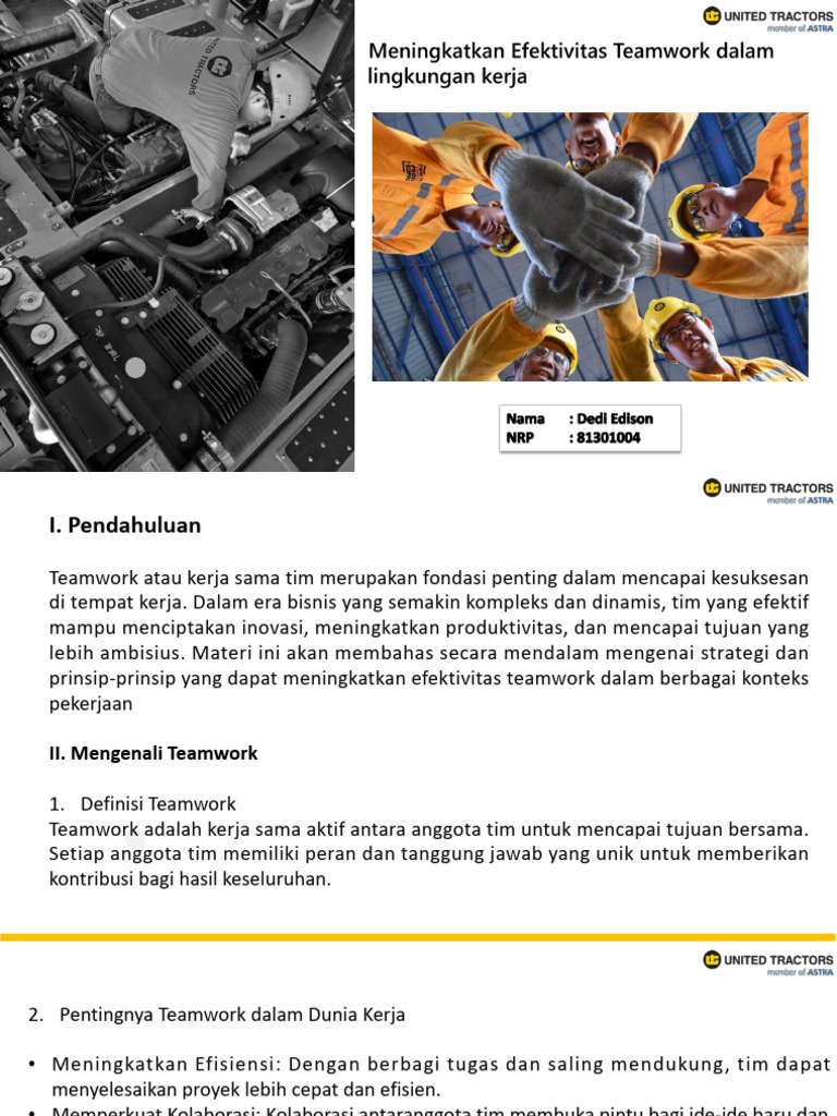 Team Work Dedi Edison | PDF | Karier & Perkembangan
