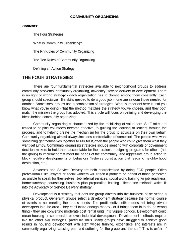 COMMUNITY ORGANIZING Module | PDF