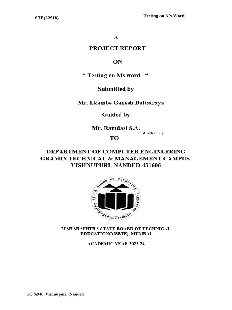 MS Word Testing Project Report | PDF | Art | Computers