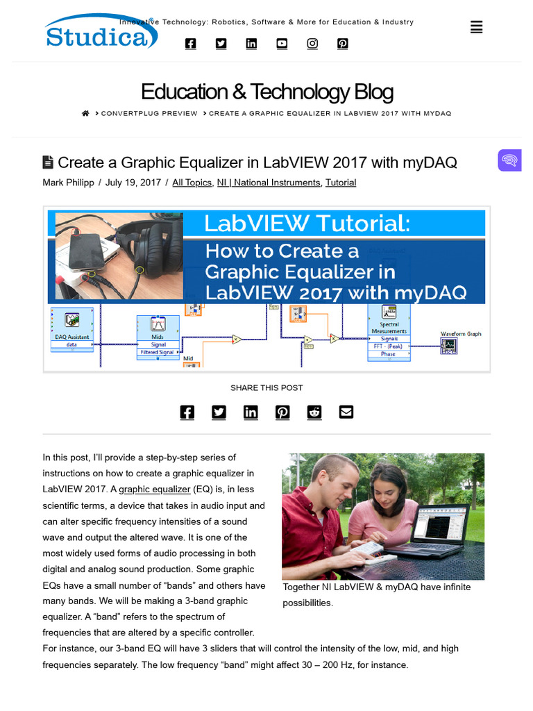 Create A Graphic Equalizer in LabVIEW 2017 With myDAQ - Studica Blog | PDF Create A Graphic Equalizer in LabVIEW 2017 With myDAQ - Studica Blog | PDF